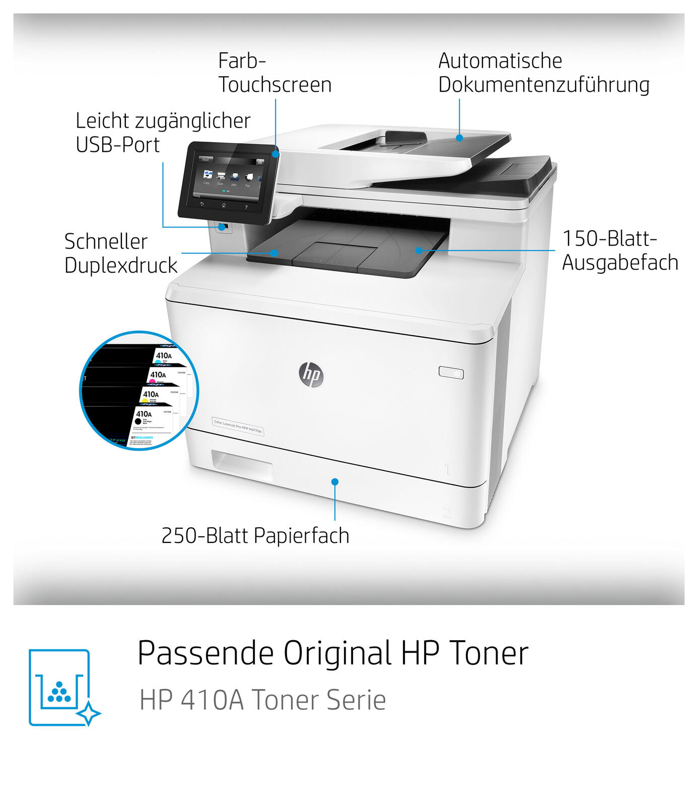 HP Color LaserJet Pro MFP M477fdn Farblaser-Multifunktionsgerät CF378A ...